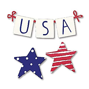 Roeda Brighten Your Life 13825M USA Banner with 2 Stars Set of 3 Patriotic Magnets Made in USA