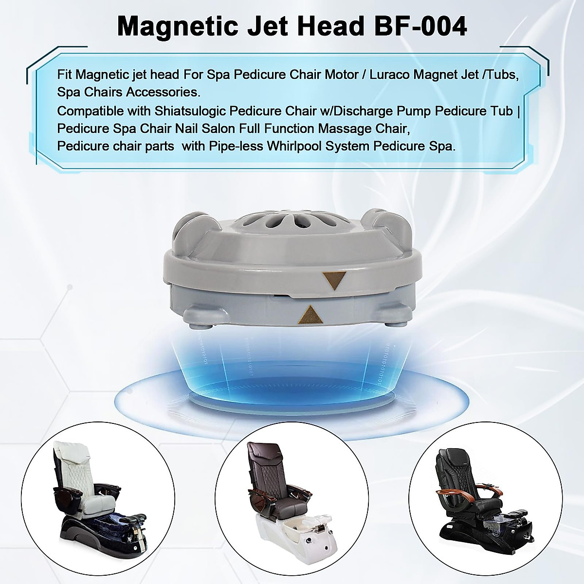 RO6G Pedicure Chair Magnetic Jet Head BF-004 for Pedicure Foot Spa Chair |spa Massage Chair| Tubs Spa Chairs Accessories,Portable Jet Spa - 2 Pack