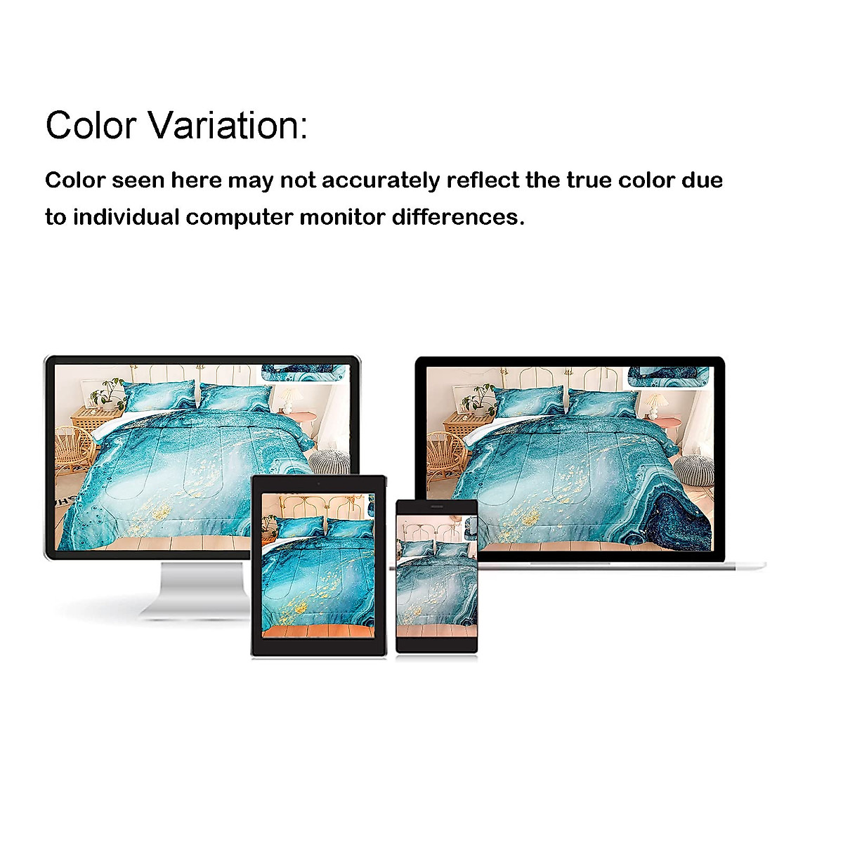 Bedbay Blue and Gold Marble Bedding Comforter Set Queen Size Teal Bedding Boys Girls Queen Duvet Set 3 Pcs Modern Marble Texture Quilt Set Bedroom Guest Room Decor Soft and Lightweight(Blue,Queen)