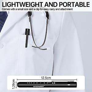 RISEMART Rechargeable Pen Light for Nurse, Rechargeable LED Portable Medical PenLight for Nurse, Doctor, First Aid, EMT, Nursing,Nursing Student,Warm/Cool White Black1