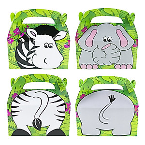 Safari Zoo Animals Treat Gift Boxes Birthday Party Favor Jungle Theme 12 Pack By Super Z Outlet