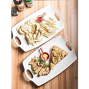 Serving Tray with Handle Exrta Large Porcelain Serving Platter Perfet for Display 16-Inch White