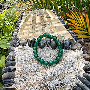 chengmu 8mm Green Agate Stretch Bracelet for Women Natural Handmade Round Beads Semi Precious Gemstone for Crystal Elastic Beaded Bracelet 7.5"