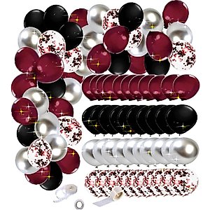 Graduation Decorations Maroon Black 2024/Burgundy Black Graduation Party Decorations/Maroon Black Balloons 60Pcs Burgundy Black Maroon Birthday Party Decorations