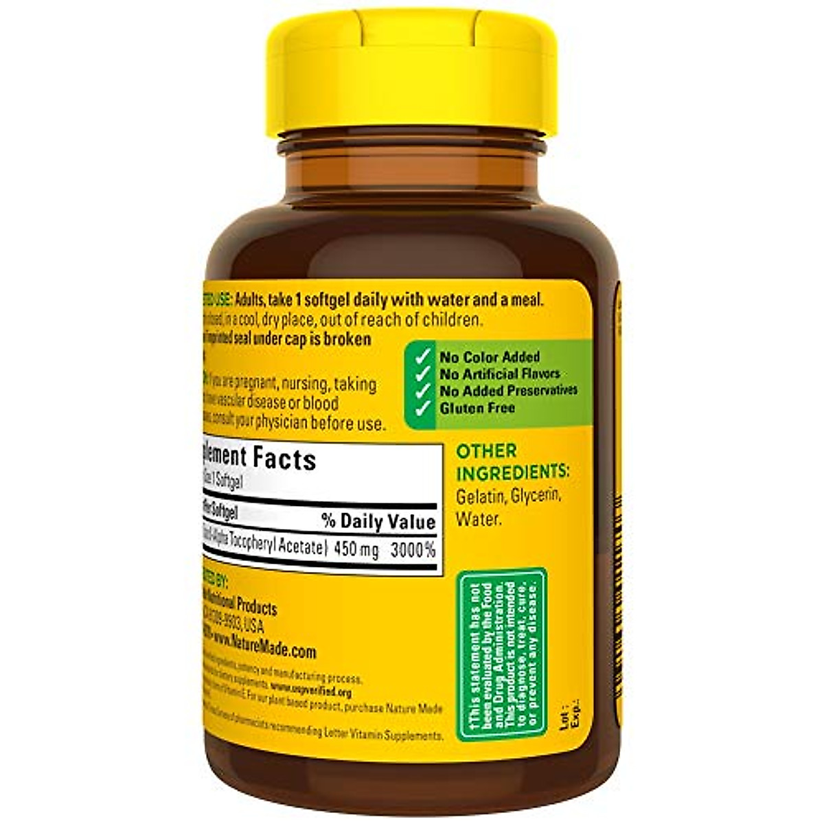 Nature Made Vitamin E 450 mg (1000 IU) dl-Alpha Softgels, 60 Count for Antioxidant Support