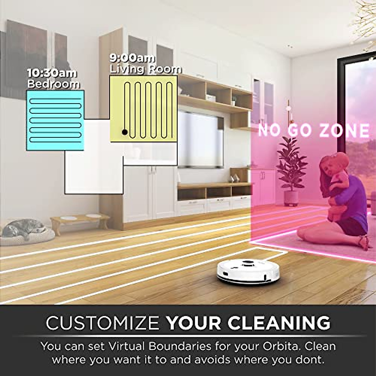 iHome AutoVac Orbita Pro - Alexa Compatible Robot Vacuum & Mop, 360° Lidar Navigation, Self-Emptying, 2700 PA Suction, 2HR Runtime, Home Mapping, No-Go Zones, Wi-Fi Connected