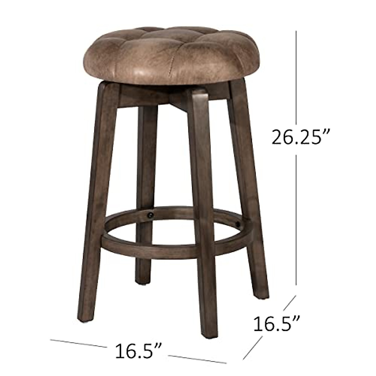 Hillsdale Furniture Odette Backless Swivel Counter Stool, Rustic Gray