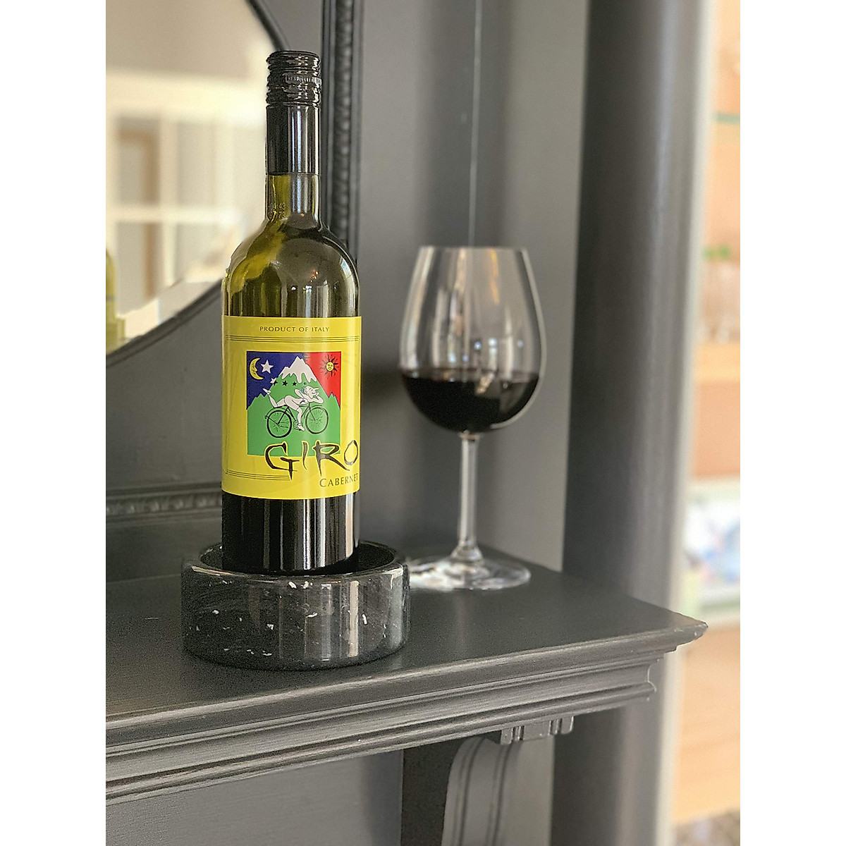 Fox Run Black Marble Wine Stand, 5 x 5 x 2 inches,48757