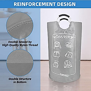 Laundry Baskets with Padded Handles Collapsible Dirty Clothes Hamper Heavy Duty XL Laundry Bag for Bedroom, Bathroom, College Dorm and Toys Organization, Grey, 120L, Weglad