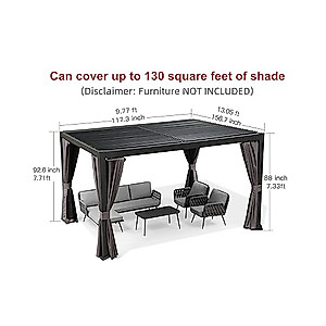 PURPLE LEAF Outdoor Louvered Pergola 10' × 13' Adjustable Metal Roof Hardtop Gazebo