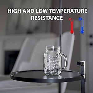 Pinkrella Mason Drinking Jars, 16 oz Glass Mugs Set of 6 with Handles, Airtight & Straw Lids, Glass Straws, Cleaning Brushes