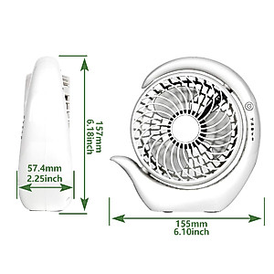 AceMining Desk Fan, Quiet Small Fan, USB Fan for Rooms, Rechargeable Table Fan Battery Operated Desktop Fan, Portable Office Fan with 3 speeds, Bedside Fan Electric Plug in