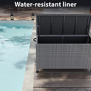 Takywep 140 Gallon Large Deck Box Waterproof,Indoor Outdoor Weather Resistant Storage Container,Polyester Cloth Lined with Soft Close Hinges for Patio Furniture Cushions,Garden Tools and Pool Toys