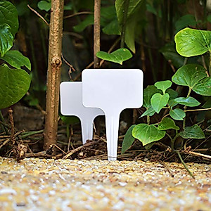 100 Pcs Plastic Plant Labels Reusable T-Shape Tags with Waterproof Markers Garden Plants Labels 2.36" x 3.94"