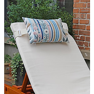 vmgreen Waterproof Outdoor Pillows - 2 Pack - Adjustable Elastic Strap for Chaise Lounge, Recliner, and Office Chairs - Lumbar Support with Decorative Design 11”*16”