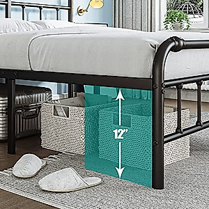 ZIYOO Twin Bed Frame with Headboard and Footboard, 14 Inch High, Heavy Duty Steel Slats with 2500lbs Support for Mattress, No Box Spring Needed, Noise-Free, Easy Assembly-Black