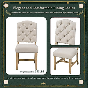 P PURLOVE 5 Pieces Round Dining Table Set for 4, Wood Extendable Table and 4 Upholstered Chairs for Dining Room and Living Room, Farmhouse Dining Set (Natural Wood Wash)