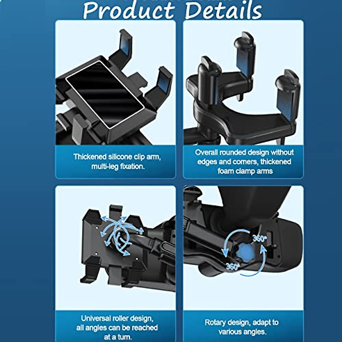 TOKLYUIE 2Pack Rotatable and Retractable Car Phone Holder 360° Rearview Mirror Phone Holder for Car Universal Multifunctional Adjustable Rotation Mount Stand