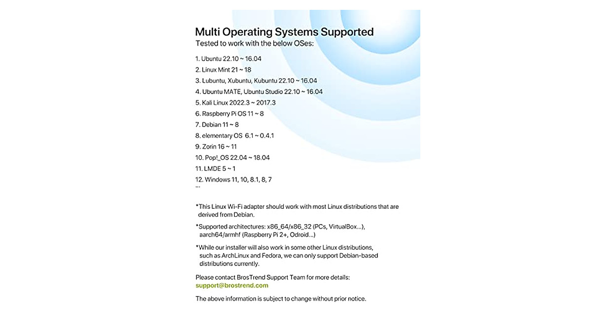 BrosTrend Linux WiFi Adapter - Fast Dual Band 1200Mbps