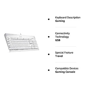 EagleTec KG010 Mechanical Keyboard Wired Ergonomic Brown Switches Equivalent for Office PC Home or Business (White Keyboard White Backlit)