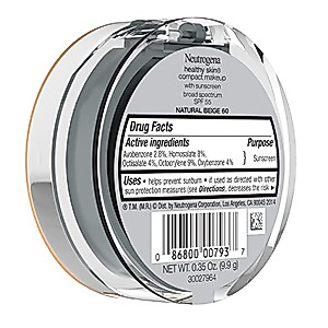 Neutrogena Healthy Skin Compact Lightweight Cream Foundation Makeup with Vitamin E Antioxidants, Non-Greasy Foundation with Broad Spectrum SPF 55, Natural Beige 60, .35 oz