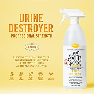 SKOUT'S HONOR: Professional Strength Urine Destroyer Breaks Down Urine Stains and Eliminates Odors, Quickly Removes Dog Urine, Vomit, Feces, & More, 35 oz