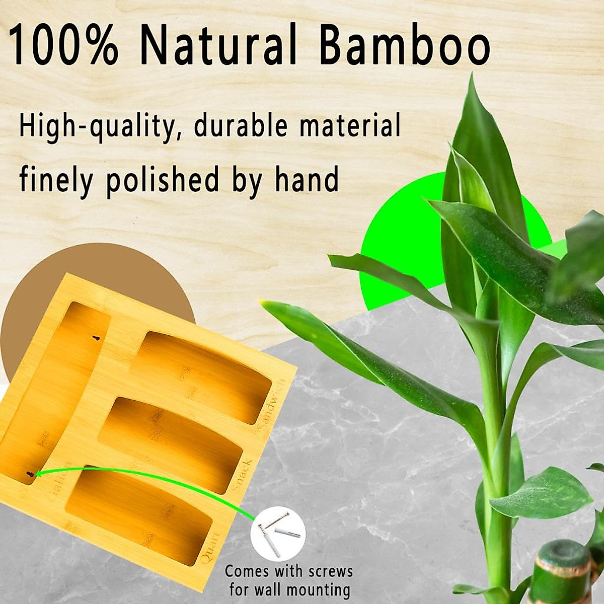 Ziplock Bag Storage Organizer for Kitchen Drawer, Food Storage Bags Organizer Baggie Organizer Holders Dispenser for Kitchen Drawer, Suitable for Gallon, Quart, Sandwich & Snack Bags