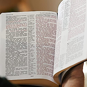 NKJV Holy Bible, Giant Print Center-Column Reference Bible, Black Leather-look, Thumb Indexed, 72,000+ Cross References, Red Letter, Comfort Print: New King James Version