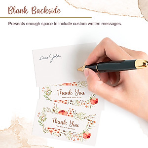 MATICAN Thank You For Your Order Cards, 100-Pack Floral Thank You For Your Purchase Cards, 2 x 3.5 Inches, Business Card Size