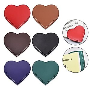 LazaKay Leather Heart Bookmarks - 6 Pcs Handmade Leather Bookmarks for Book Lovers and Bookworms, Reading Book Marks Accessories for Women & Men. Cute Corner Bookmarks Reading Gifts for Book Lovers