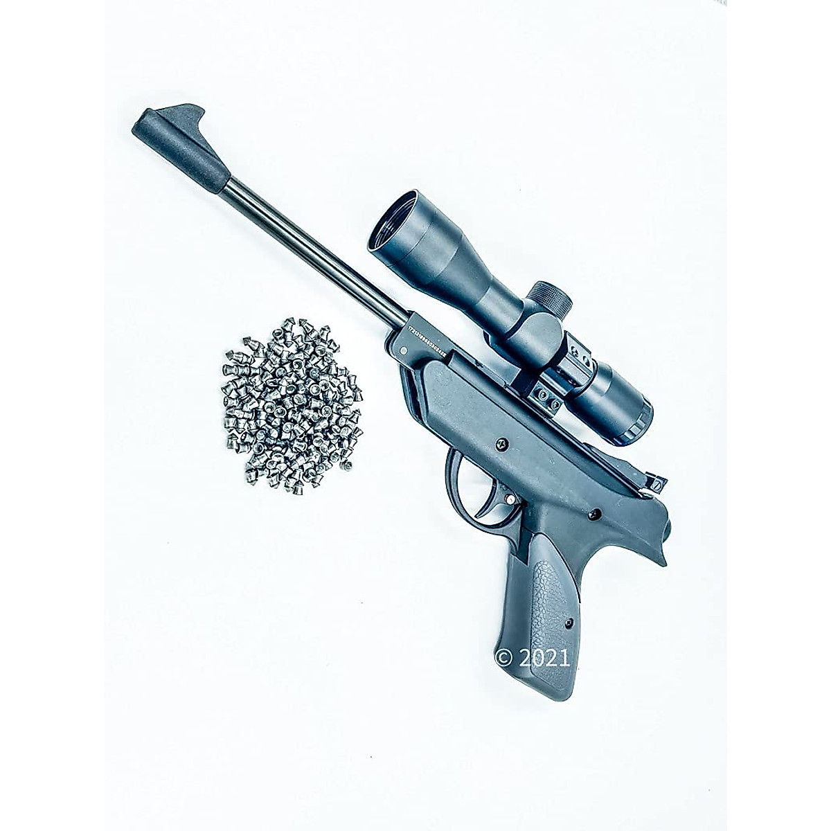 5.5mm .22 Caliber Pistol Air Pellet Gun + 200 Pack Pellets and Tactical Scope Safety Lock 350-450FPS Break Barrel
