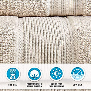 Madison Park Signature 800GSM 100% Cotton Luxurious Bath Towel Set Highly Absorbent, Quick Dry, Hotel & Spa Quality for Bathroom, Multi-Sizes, Seafoam 8 Piece