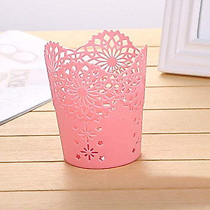 Storage Holder Pen Container Large Capacity Space-Saving Plastic Hollow Design Wastebasket for Desktop