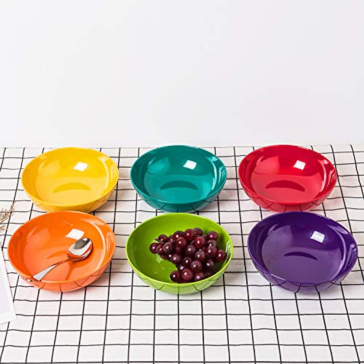 KOXIN-KARLU Melamine Bowls, 7.5-inch Pasta Bowls Salad Bowl, set of 6 in 6 Assorted Colors