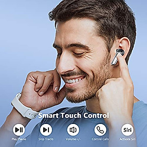 MAPAN True Wireless Earbuds Sports Heavy Bass Bluetooth Earphones, Noise Cancelling 32 Hrs TWS Headphones, Waterproof Hi-Fi Stereo in-Ear Earbud Sport Earbuds with Microphone for iPhones and Android