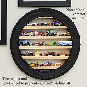 Tapeera Model Car Display Case Stand - Toy Cars Organizer Wall Display Tire Shelf Cabinet - Holds Up to 18 Diecast 1/64 Car Collectibles - Compatible with Hot Wheels Matchbox - Wheel Diameter 16 Inch
