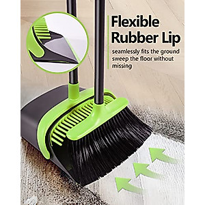 Broom with Dustpan Combo Set,54'' Long Handle Broom and Dustpan Set,Broom and Dustpan Set for Home,Collapsible Broom and Dustpan Set for Lobby Office Kitchen Sweeping