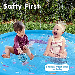 Hitop Kids Sprinklers for Outside, Splash Pad for Toddlers & Baby Pool 3-in-1 60" Water Toys Gifts for 1 2 3 4 5 Year Old Boys Girls Splash Play Mat