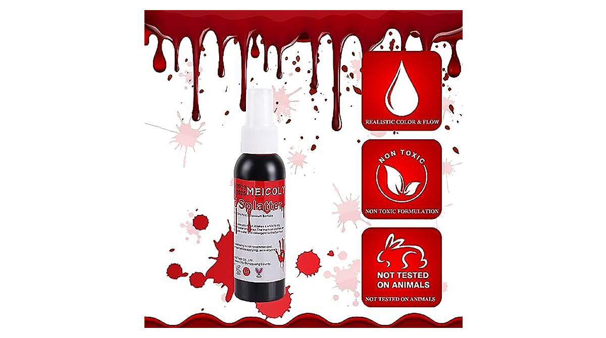 MEICOLY Blood Splatter, 2.1oz Fake Blood Spray, Halloween Liquid Blood ...
