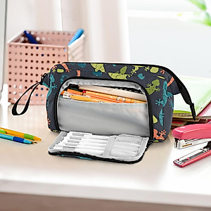 Fisyme Lizards Gecko Colorful Pencil Case Large Capacity Pencil Pouch Pen Bags Box Big Makeup Pencil Case Organizer
