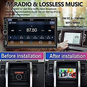 Double Din Car Stereo with Wireless Apple Carplay,Wireless Android Auto,7 inch HD Touch Screen Car Radio with Bluetooth, Car Audio Receiver with Backup Camera,Mirror Link,FM/USB/AUX/TF/Subwoofer