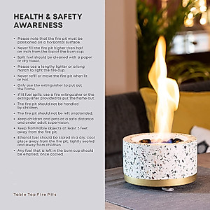 Xoten Tabletop Fire Pit, Terrazzo, Indoor & Outdoor Fire Pit Bowl, Ethanol Fire Pit, Small Balcony Table Top Fire Bowl, Patio Firepit, Mini Fireplace, Tabletop Fireplace