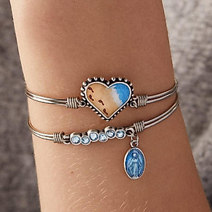 Luca + Danni Footprints in the Sand: Artisan Metal Bangle Bracelet - Religious Stackable Women's Jewelry Gifts | Silver, Regular