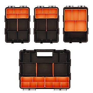 CASOMAN Hardware & Parts Organizers, 4 Piece Set Toolbox, Compartment Small Parts Organizer, Versatile and Durable Storage Tool Box
