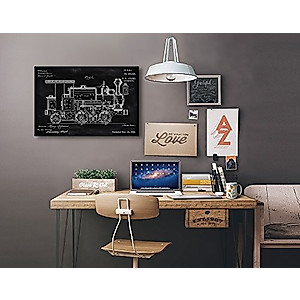 Lantern Press Blackboard Patent, Locomotive, (24x36 Wrapped Canvas, Wall Decor, Artwork)