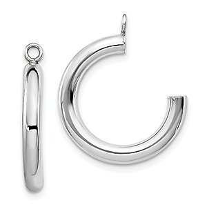 14K White Gold Tube Hoop Earring Jackets Jewelry