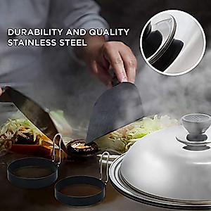 Weselyn Flat Top Grill Accessories Kit - 11-Pc Griddle Set with Melting Dome, Burger Spatulas, Scraper, Egg Rings and Squirt Bottles - Stainless Steel BBQ Tool Kit Ideal Blackstone Accessories