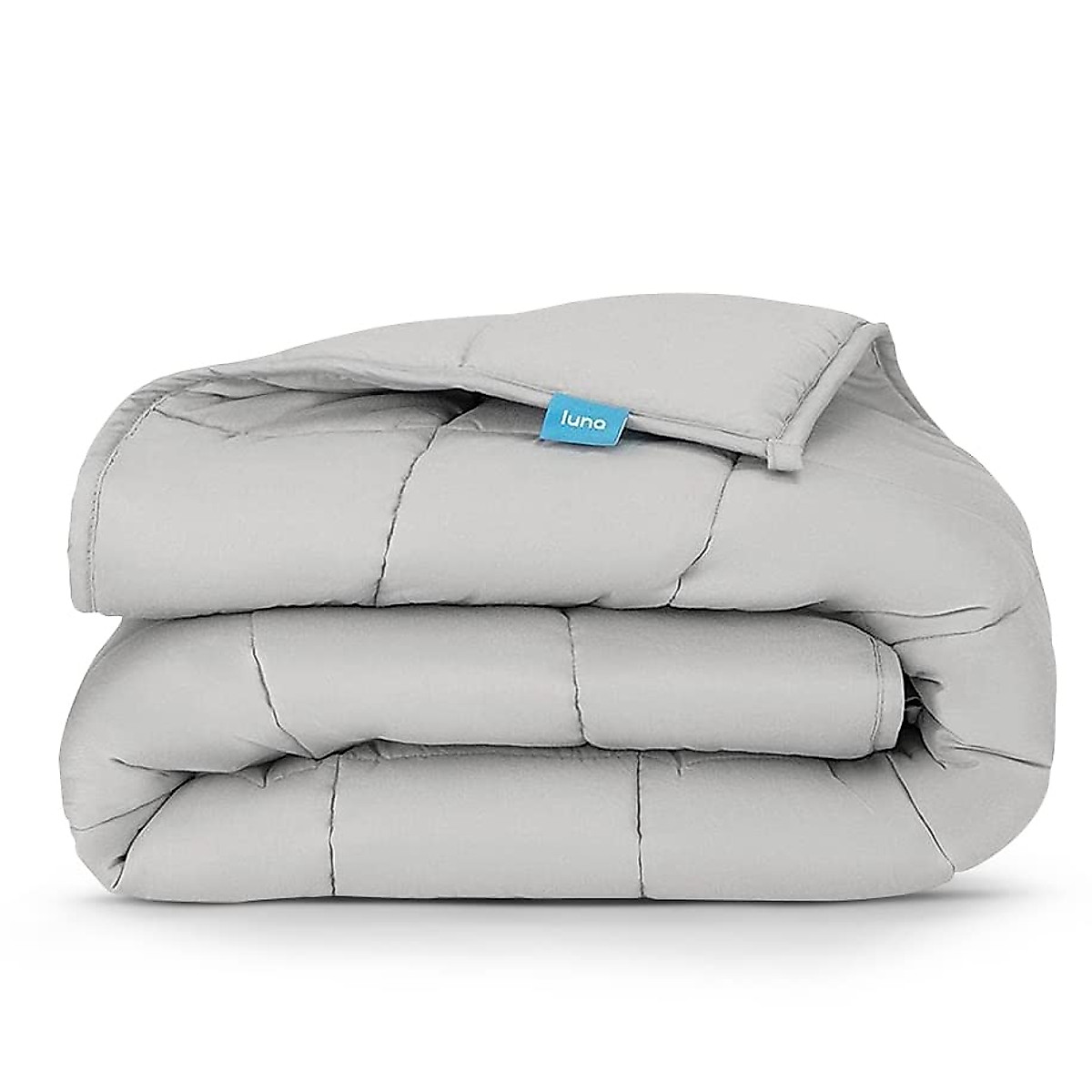 Luna [ Cotton Breathable Cool Weighted Blanket 100% Oeko-Tex Premium Quality | Calming & Cooling All Seasons Weighted Blankets for Adults [15lbs - Queen - 60" x 80"] [Light Grey]