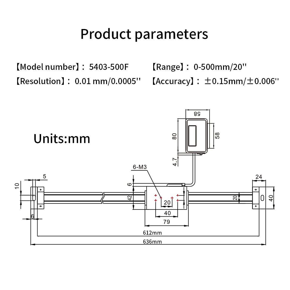 Digital Readout Linear 0-500mm/20inch，LCD Remote Digital Linear Scale DRO for Milling Machines Lathes