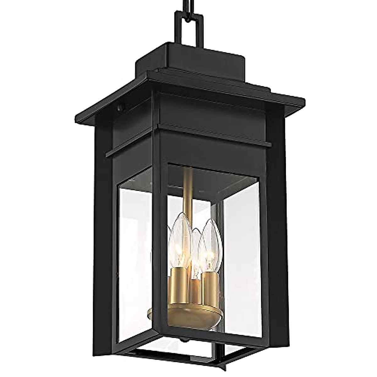 Bransford Farmhouse Industrial Outdoor Hanging Light Fixture Warm Brass Black 17 1/2" Clear Glass for Exterior House Porch Patio Outside Deck Garage Yard Garden Driveway Home - Franklin Iron Works